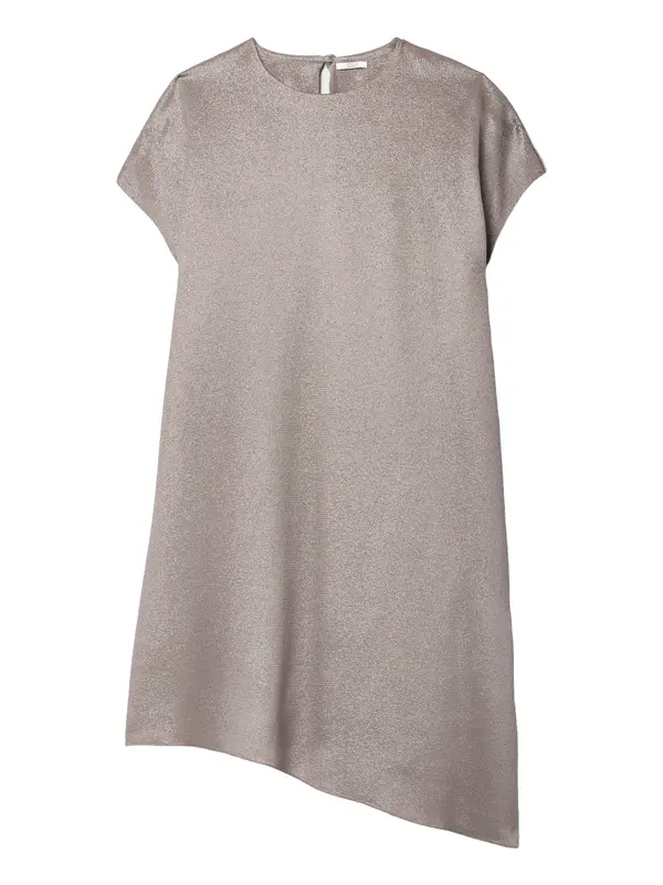 FFORME Angee Asymmetric Metallic Cloqué Mimi Dress - Neutrals