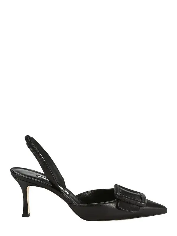 Manolo Blahnik Maysli 70mm Leather Slingback Pumps - Black