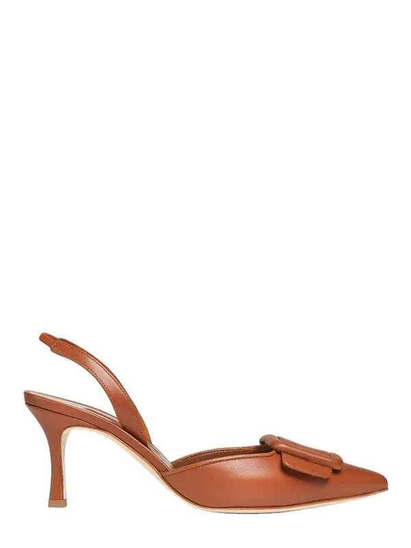 Manolo Blahnik Maysli 70mm Leather Slingback Pumps - Brown