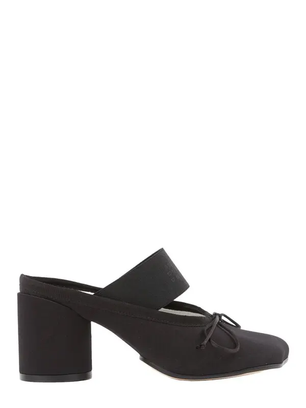 MAISON MARGIELA Logo-strap Bow-detail Mules - Black