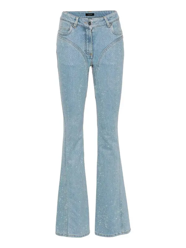 MUGLER Rhinestone-embellished Flared Jeans - Blue