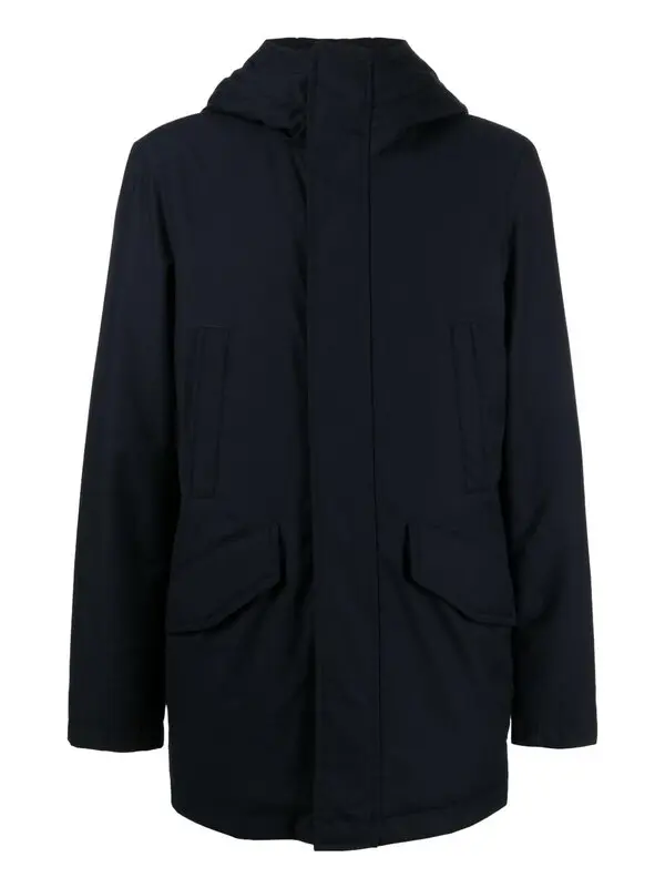Corneliani Zip-up Hooded Parka Coat - Blue