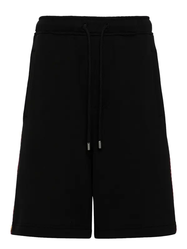 LANVIN Zigzag-embroidered Cotton Shorts - Black