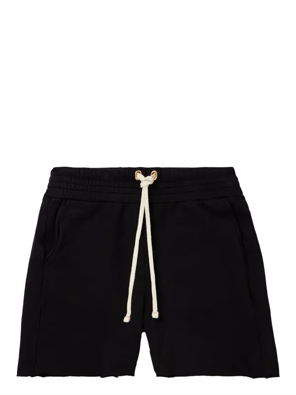 LES TIEN Straight-leg Cotton-jersey Drawstring Shorts - Black