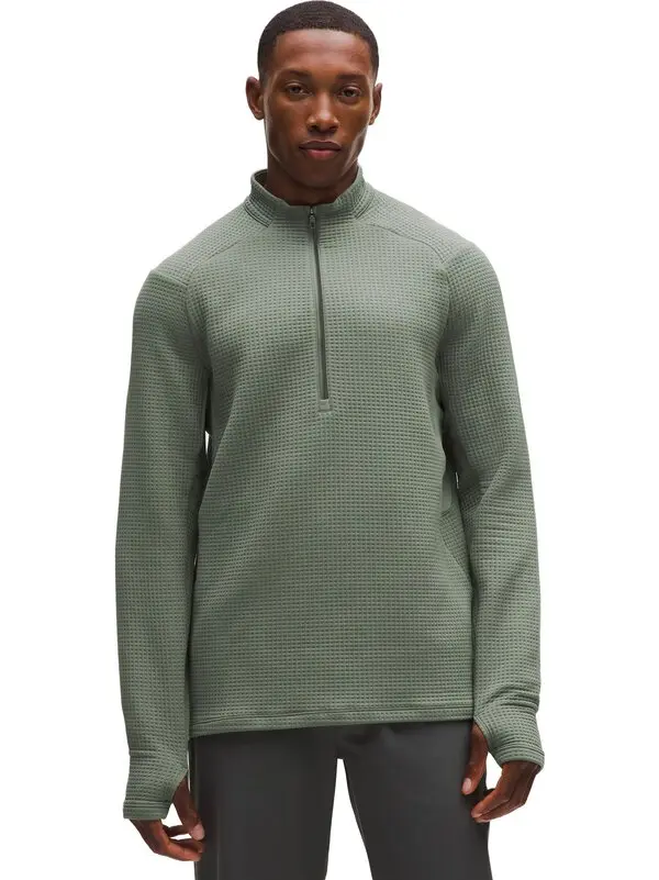 Lululemon Waffle-knit Half Zip - Willow Leaf