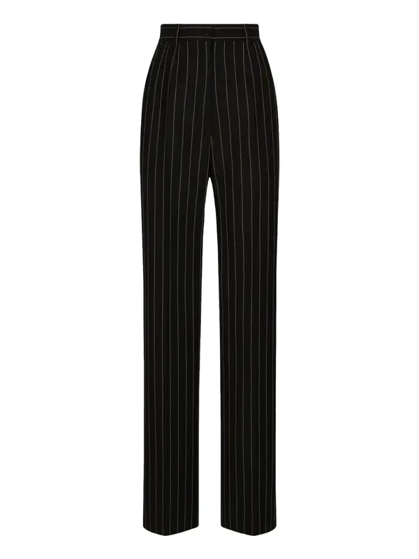 Dolce & Gabbana Striped High-waisted Trousers - Black