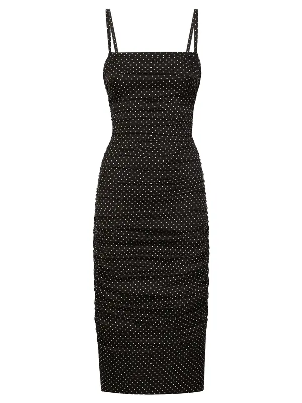 Dolce & Gabbana Polka Dot-print Midi Dress - Black