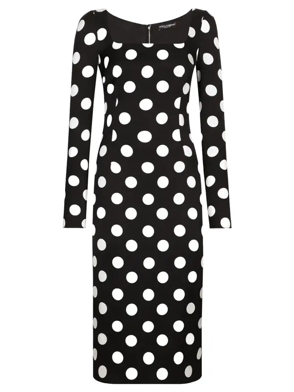 Dolce & Gabbana Polka Dot-print Midi Dress - Black