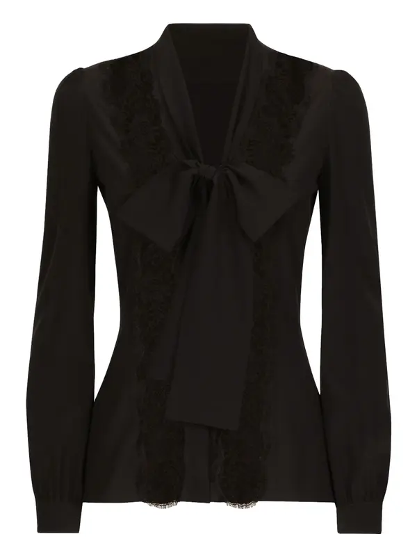 Dolce & Gabbana Bow-detailed Satin Shirt - Black
