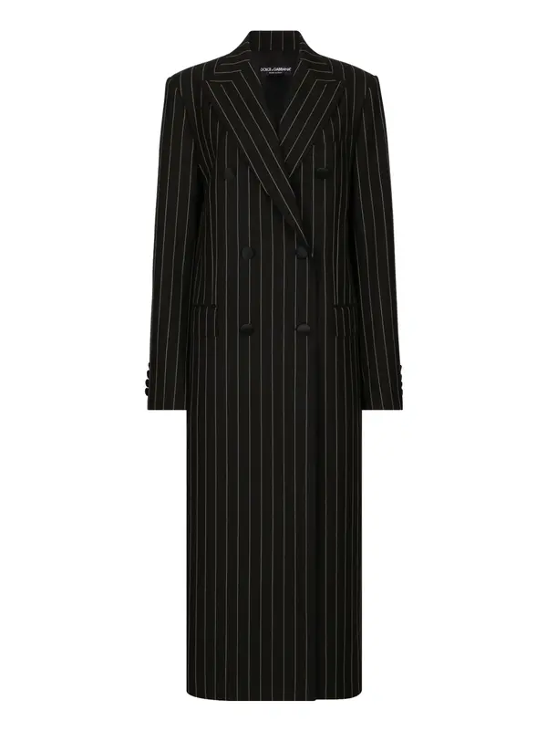 Dolce & Gabbana Pinstriped Double-breasted Coat - Black