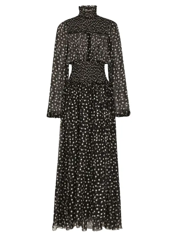 Dolce & Gabbana Polka Dot Silk Maxi Dress - Black