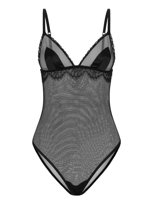Dolce & Gabbana Lace Detail Sheer Bodysuit - Black
