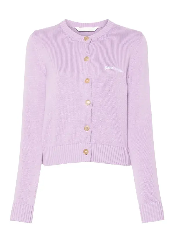 Palm Angels Logo-embroidered Cotton Cardigan - Purple