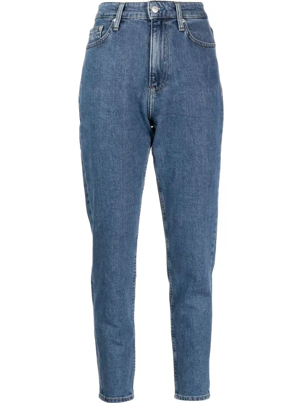 Calvin Klein Logo-embroidered Tapered-leg Jeans - Blue