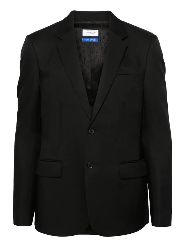 Off-White Single-breasted Twill-weave Blazer - Black