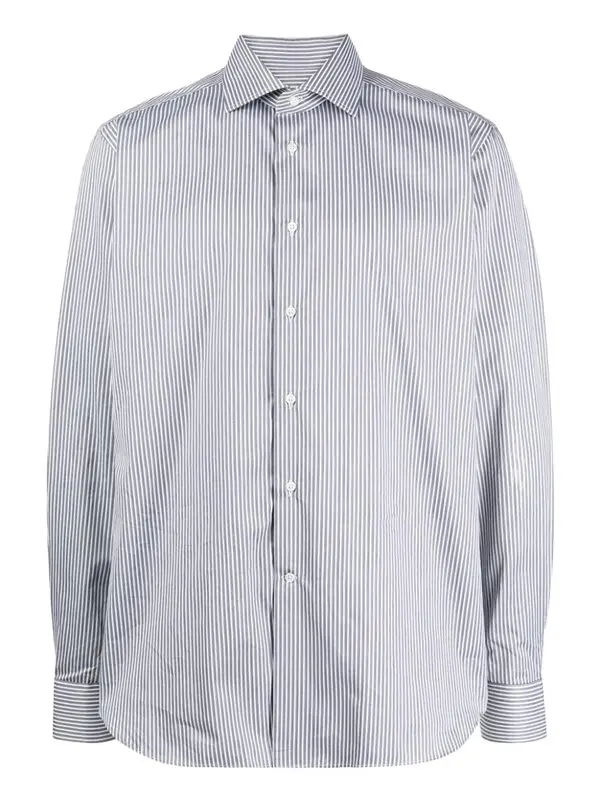 Corneliani Striped Cotton Shirt - Grey