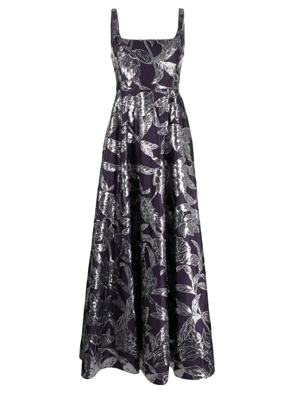 Marchesa Lotus Sequin-embellished Gown - Purple