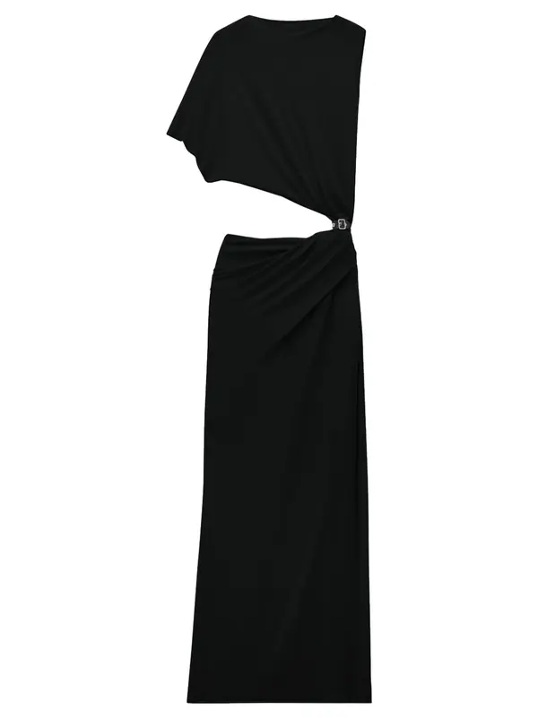 COURREGES Asymmetric Crepe Maxi Dress - Black