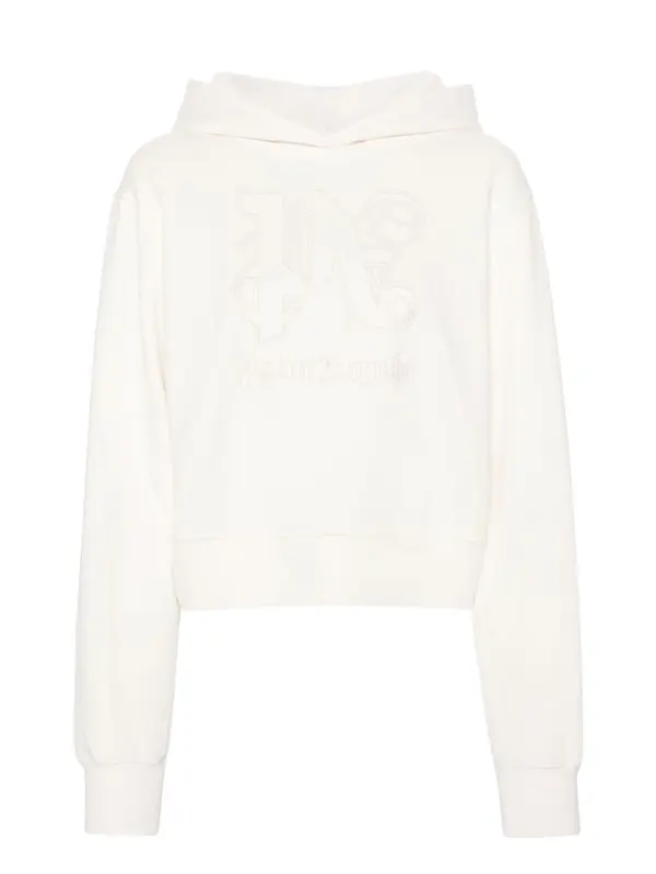 Palm Angels Monogram Cotton Hoodie - White