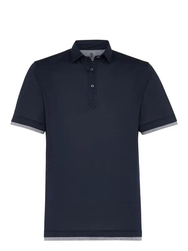 Brunello Cucinelli Layered-effect Polo Shirt - Blue
