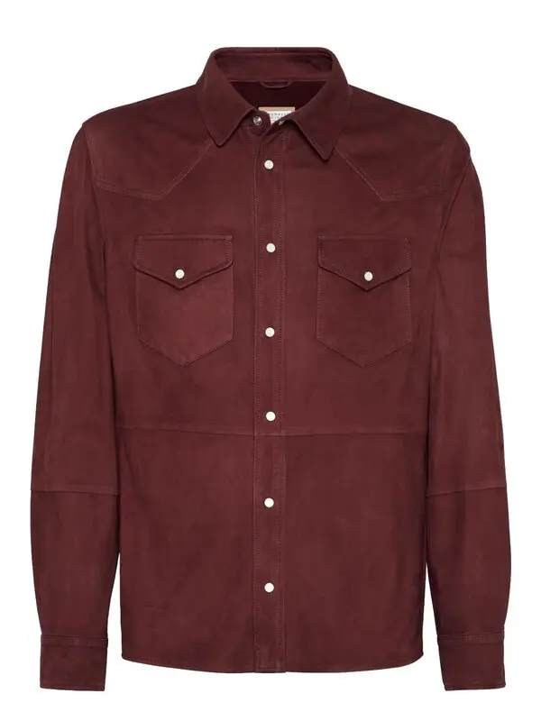 Brunello Cucinelli Long-sleeve Suede Shirt - Red