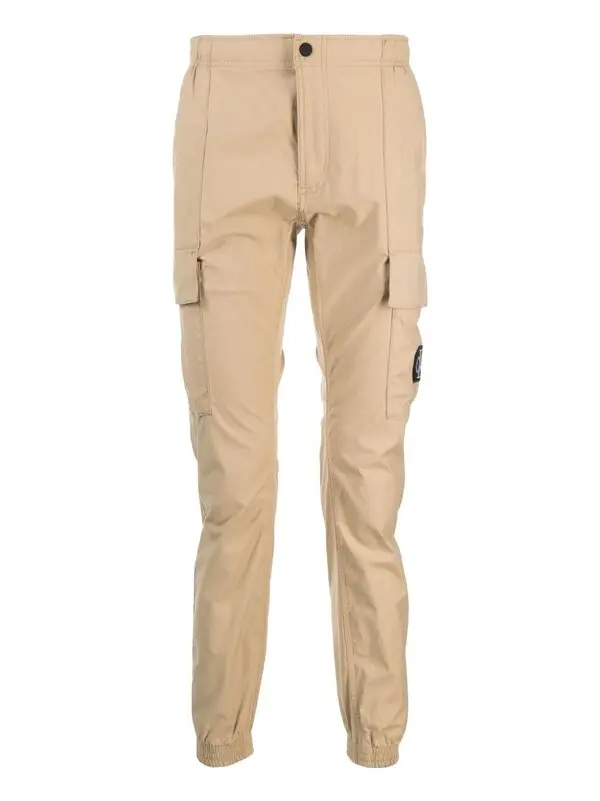 Calvin Klein Logo-appliqué Elasticated-waistband Straight-leg Trousers - Brown