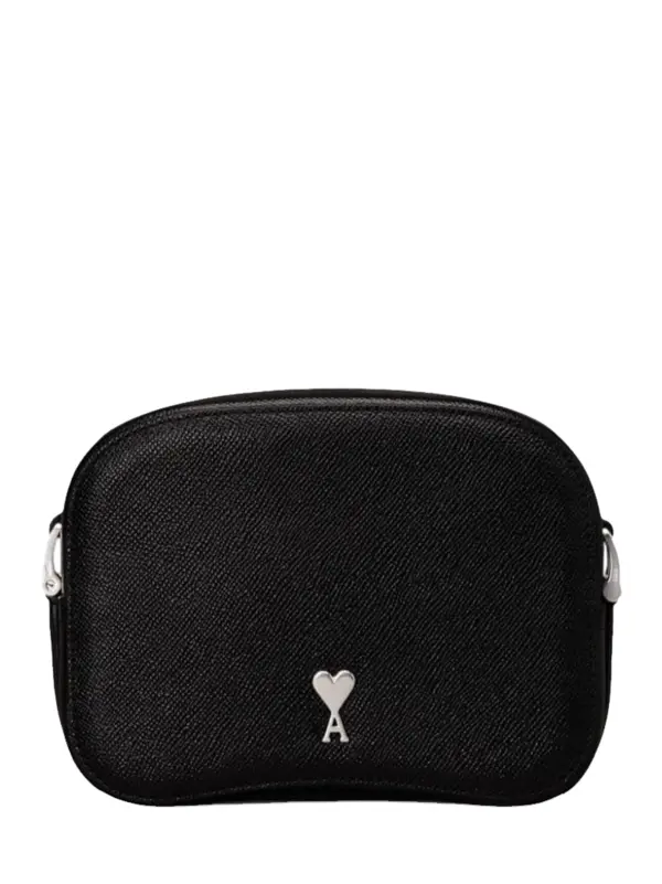 Ami De Coeur Leather Messenger Bag - Black