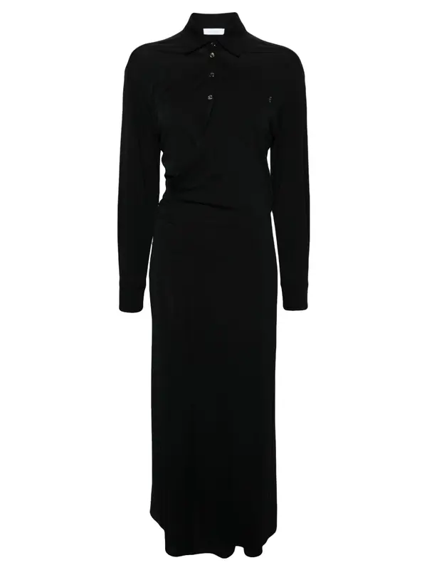 Rabanne Ruched Midi Wrap Dress - Black