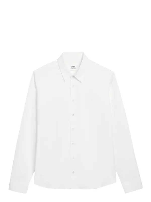 Ami Logo-embroidered Cotton Shirt - White
