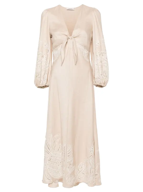Dorothee Schumacher Embroidered Linen Dress - Neutrals