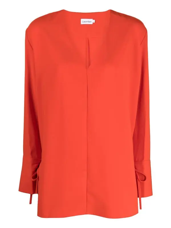 Calvin Klein V-neck Blouse - Orange