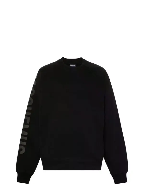 Jacquemus Le Sweatshirt Typo Cotton Top - Black