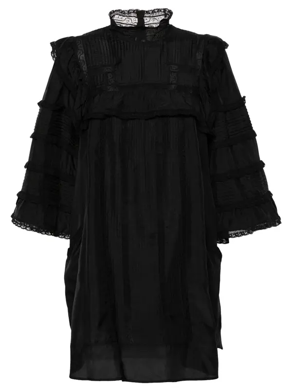 Isabel Marant Zakae Pintuck Silk Dress - Black