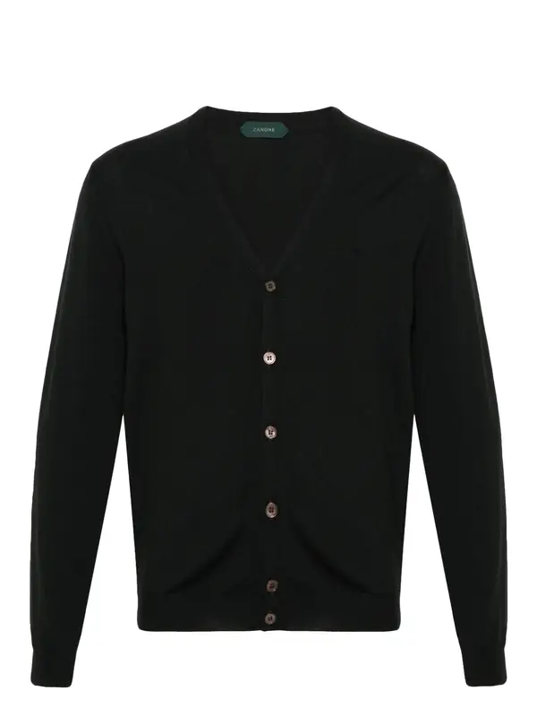 ZANONE Fine-knit V-neck Cardigan - Black