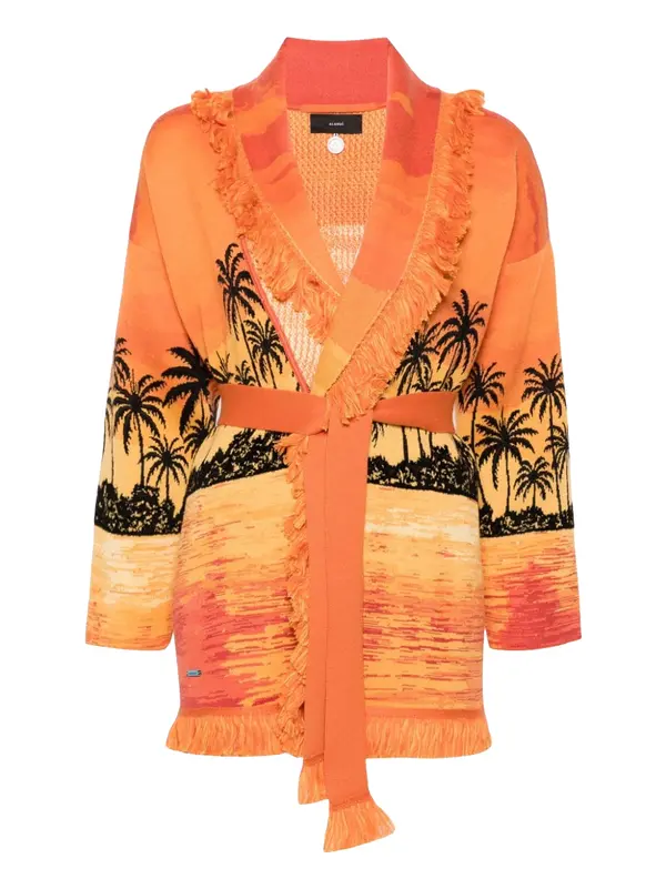 Alanui Keralda Sunset-print Cardigan - Orange