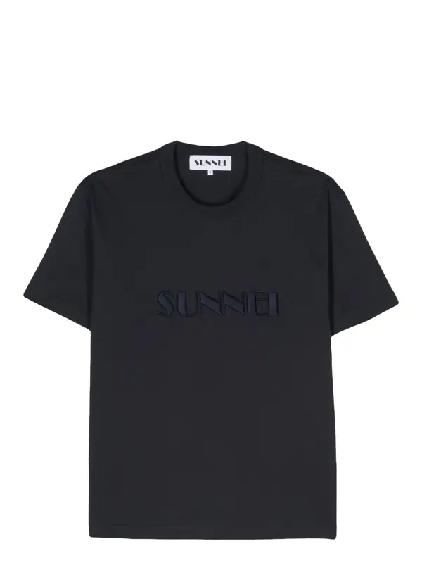 Sunnei Embroidered-logo Organic-cotton T-shirt - Blue