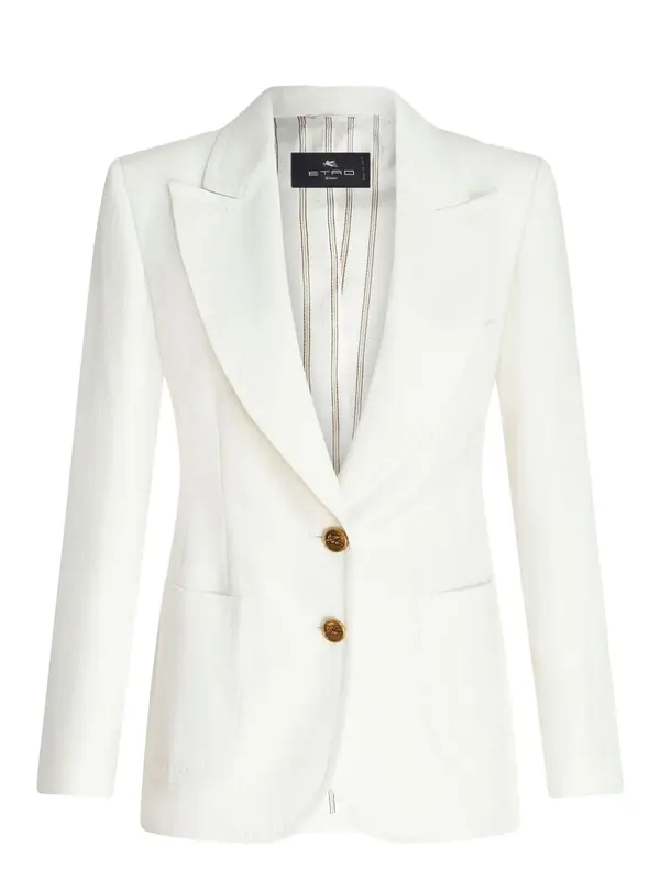 Etro Single-breasted Slub Blazer - White