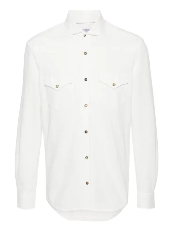 Brunello Cucinelli Piqué Cotton Shirt - White