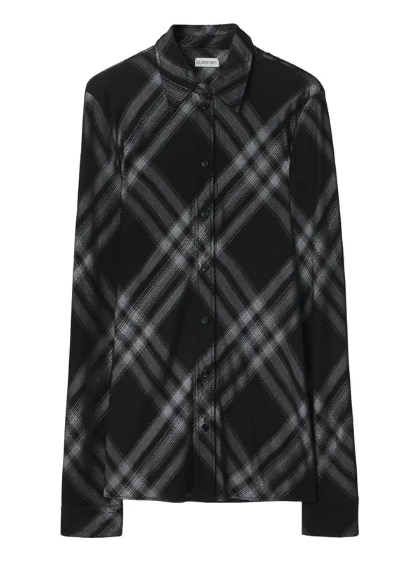 Burberry Check-print Long-sleeve Shirt - Black