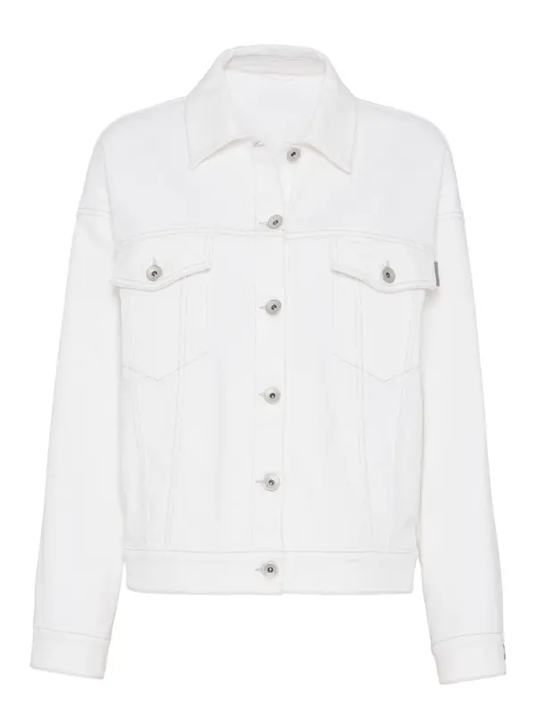 Brunello Cucinelli Monili-embellished Denim Jacket - White