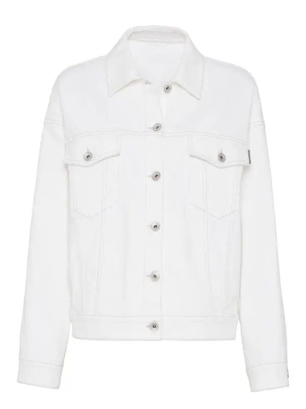 Brunello Cucinelli Monili-embellished Denim Jacket - White