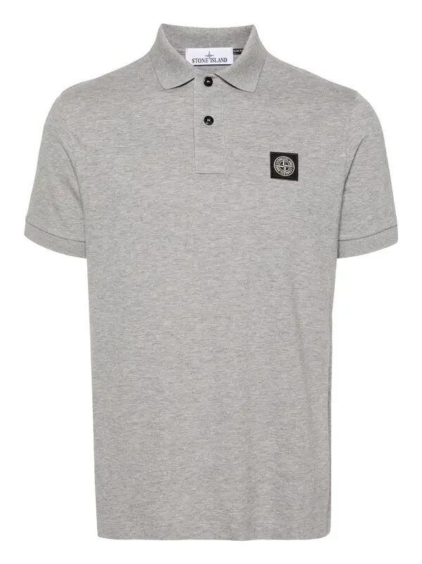 Stone Island Compass-patch Piqué Polo Shirt - Grey