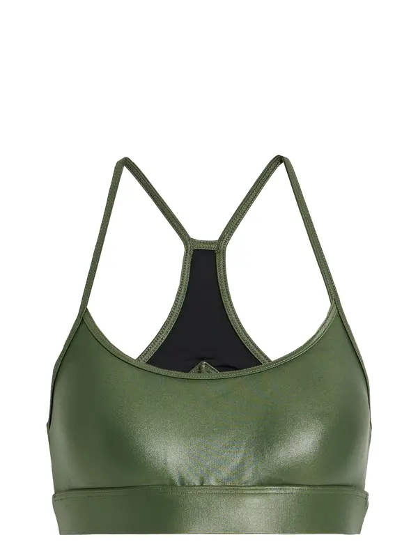 Koral Slate Infinity Twotone Cutout Stretch Sports Bra - Army Green