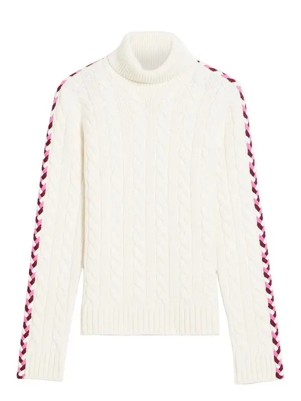 Derek Lam 10 Crosby Embroidered Cable-knit Turtleneck Sweater - Ivory