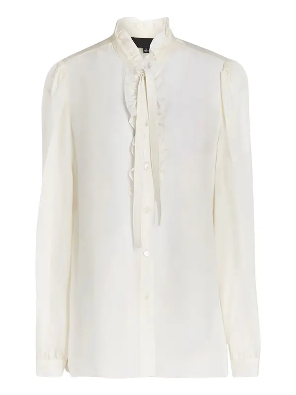 NILI LOTAN Pussy-bow Silk-chiffon Shirt - Ivory