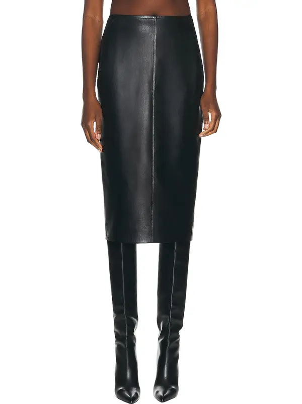 Alaïa Leather Pencil Skirt - Noir