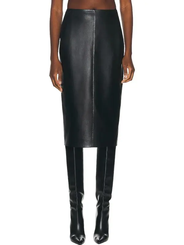 Alaïa Leather Pencil Skirt - Noir