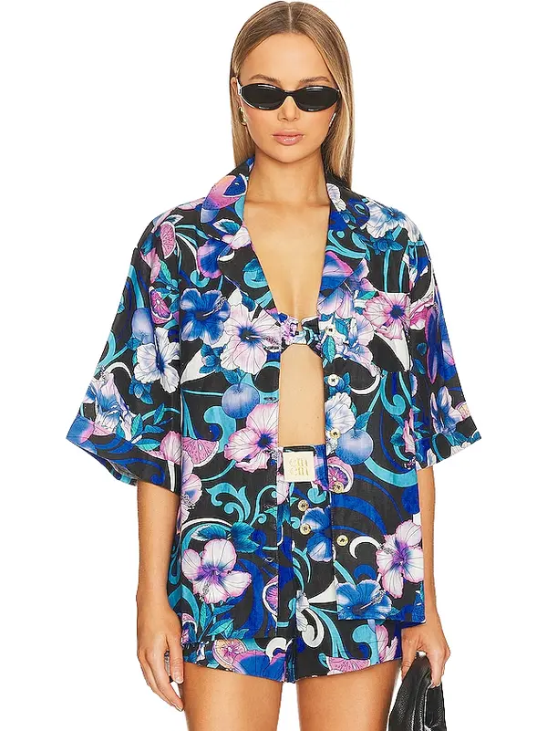 CIN CIN Mirage Bowling Shirt - Hibiscus Blue
