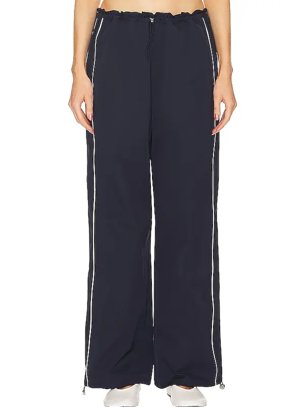 GRLFRND Cinched Waist Wide Leg Pant - Navy & Ivory