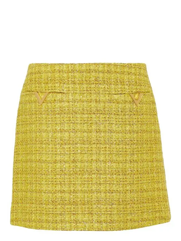 Valentino Garavani Vgold Tweed Miniskirt - Yellow